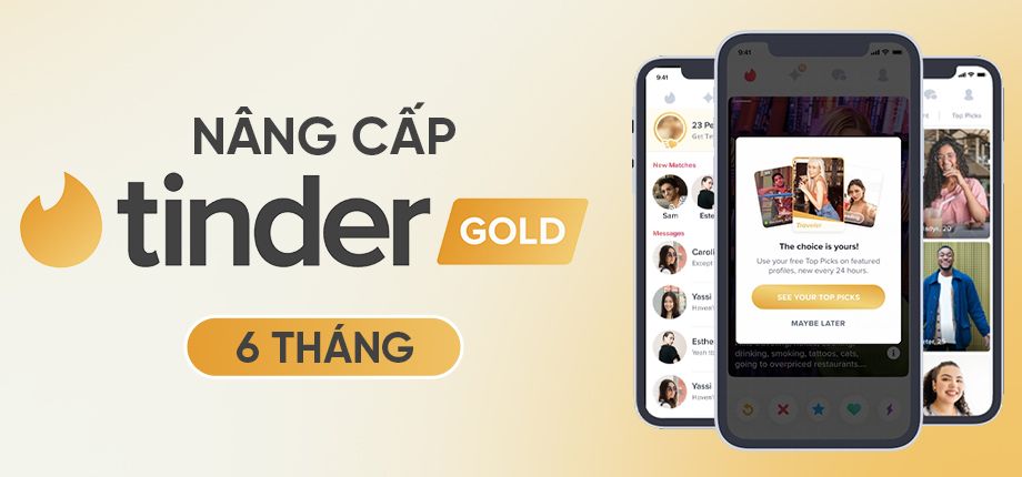Nâng cấp Tinder Gold (6 tháng) | Divine Shop